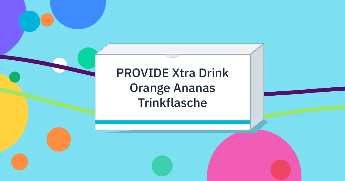 Symbolbild: Packung mit der Aufschrift PROVIDE Xtra Drink Orange Ananas Trinkflasche (PZN 00498862) – Verfügbarkeit und Bezug in Apotheken in Frankfurt am Main