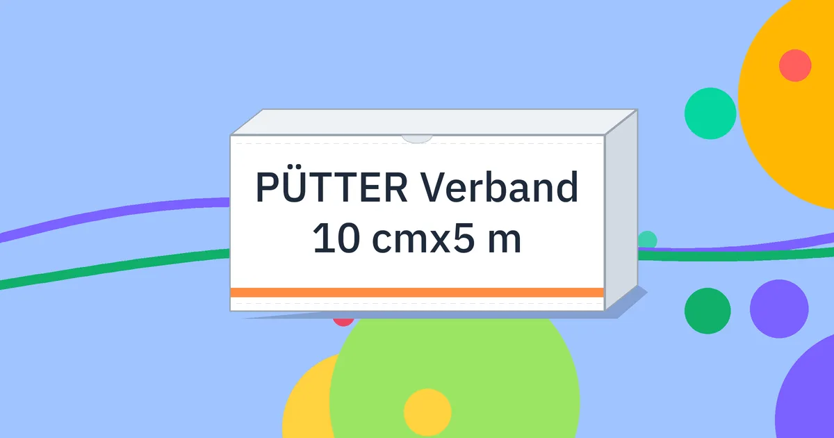 Symbolbild: Packung mit der Aufschrift PÜTTER Verband 10 cmx5 m (PZN 13745032) – Verfügbarkeit und Bezug in Apotheken in Frankfurt am Main