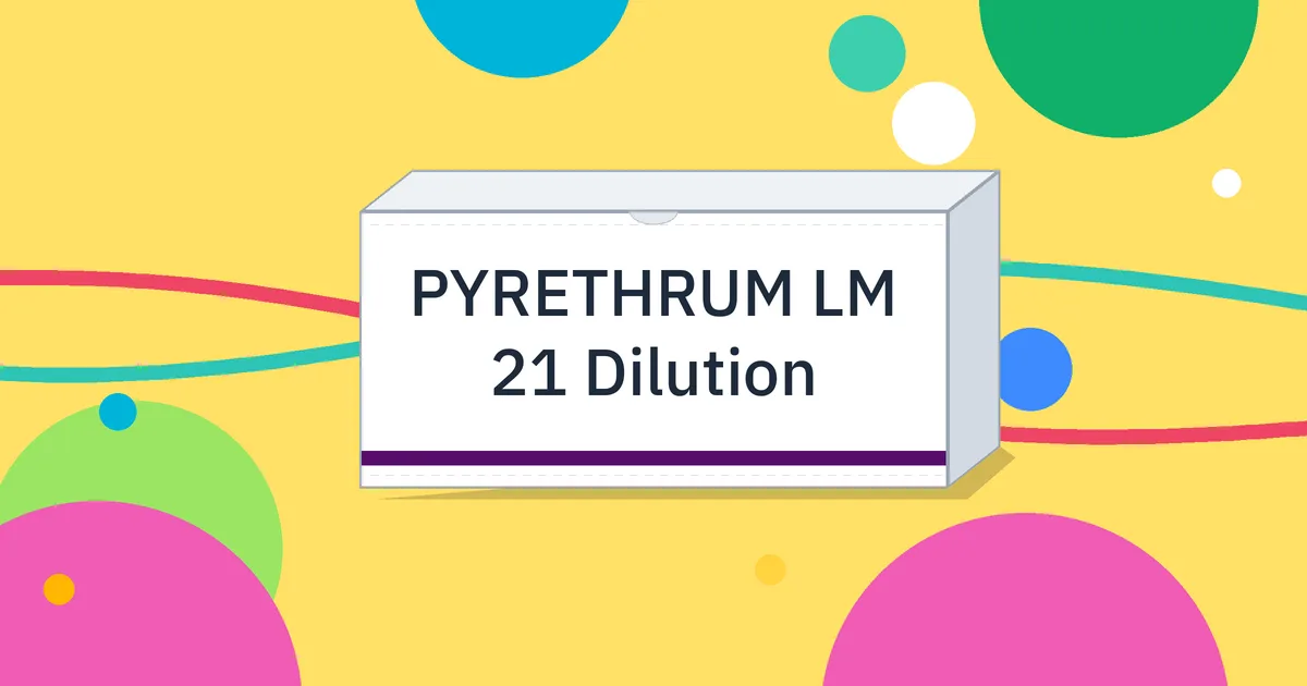Symbolbild: Packung mit der Aufschrift PYRETHRUM LM 21 Dilution (PZN 13671888) – Verfügbarkeit und Bezug in Apotheken in Frankfurt am Main
