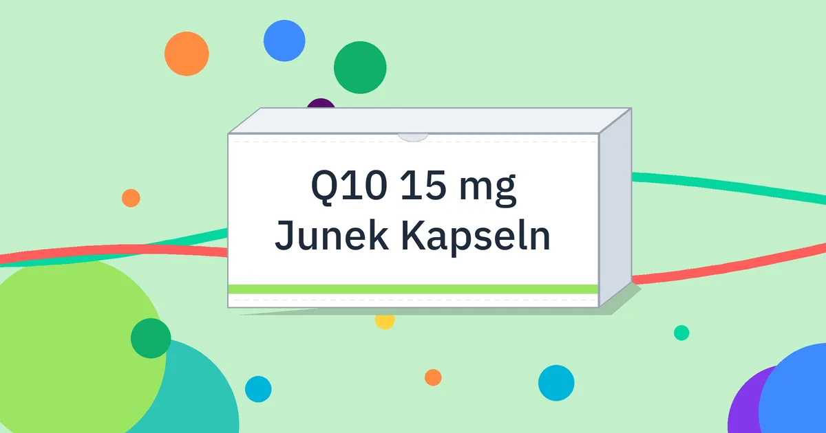 Symbolbild: Packung mit der Aufschrift Q10 15 mg Junek Kapseln (PZN 09720351) – Verfügbarkeit und Bezug in Apotheken in Frankfurt am Main