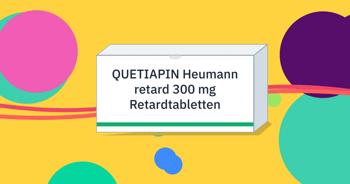 Symbolbild: Packung mit der Aufschrift QUETIAPIN Heumann retard 300 mg Retardtabletten (PZN 09237867) – Verfügbarkeit und Bezug in Apotheken in Frankfurt am Main