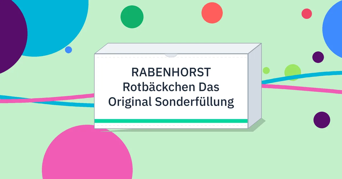Symbolbild: Packung mit der Aufschrift RABENHORST Rotbäckchen Das Original Sonderfüllung (PZN 17542260) – Verfügbarkeit und Bezug in Apotheken in Frankfurt am Main