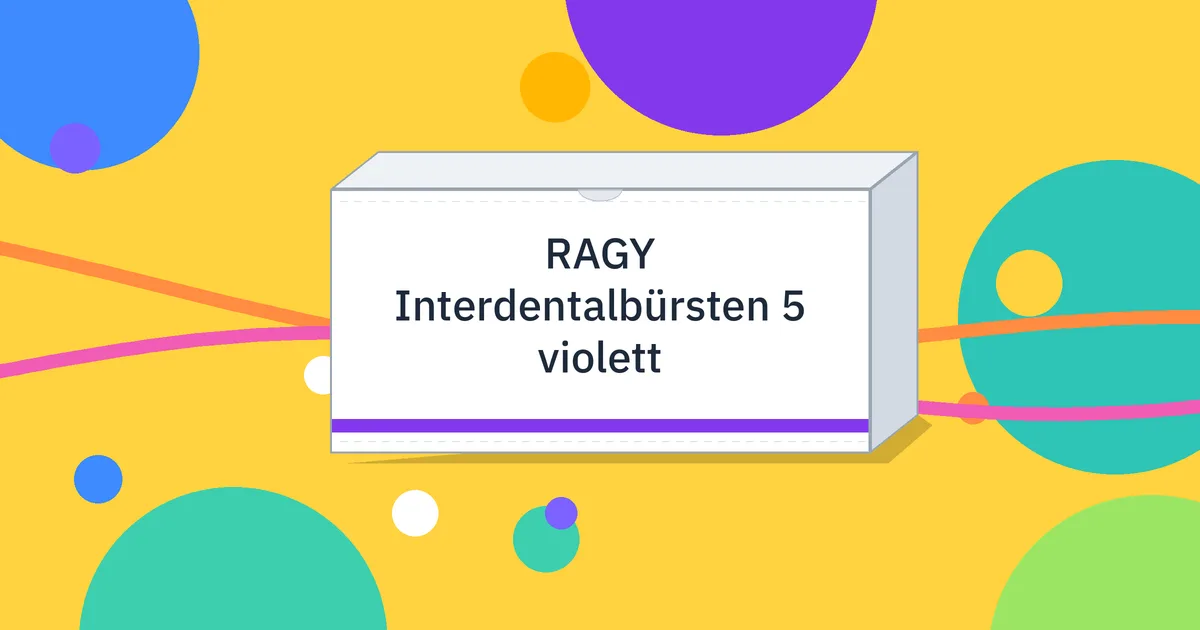 Symbolbild: Packung mit der Aufschrift RAGY Interdentalbürsten 5 violett (PZN 07497009) – Verfügbarkeit und Bezug in Apotheken in Frankfurt am Main