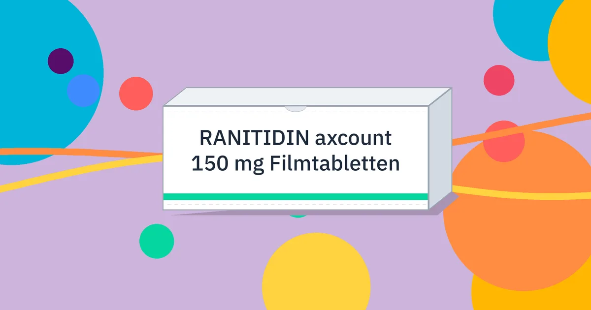 Symbolbild: Packung mit der Aufschrift RANITIDIN axcount 150 mg Filmtabletten (PZN 00340598) – Verfügbarkeit und Bezug in Apotheken in Frankfurt am Main