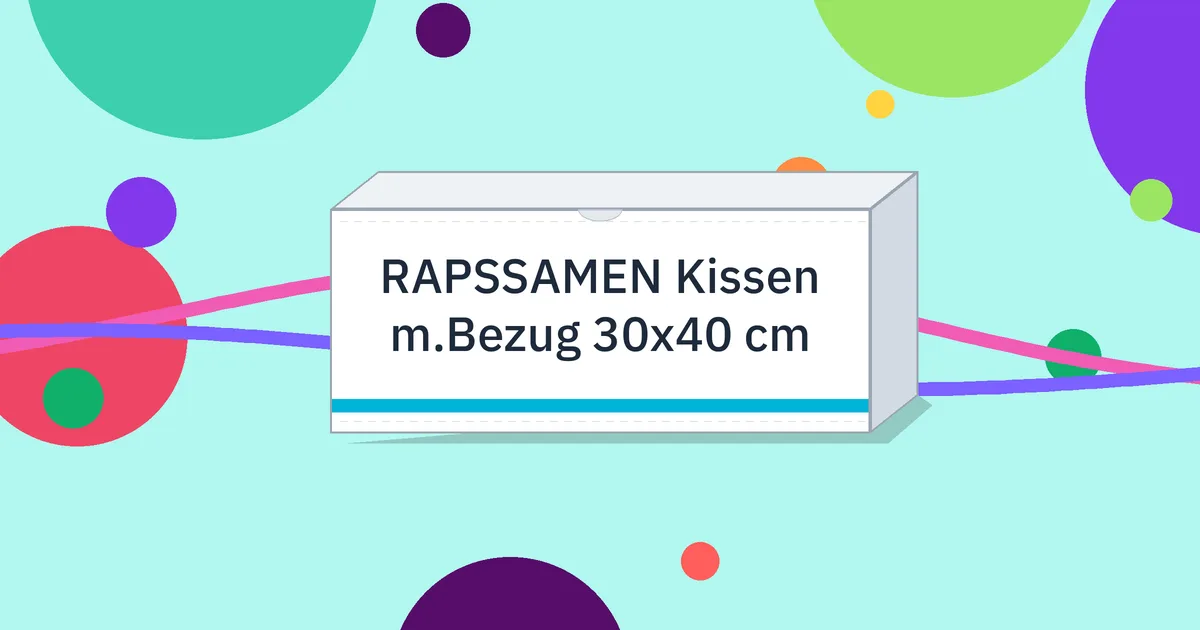 Symbolbild: Packung mit der Aufschrift RAPSSAMEN Kissen m.Bezug 30x40 cm (PZN 09242696) – Verfügbarkeit und Bezug in Apotheken in Frankfurt am Main