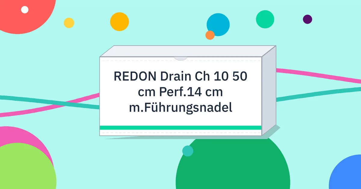 Symbolbild: Packung mit der Aufschrift REDON Drain Ch 10 50 cm Perf.14 cm m.Führungsnadel (PZN 13831932) – Verfügbarkeit und Bezug in Apotheken in Frankfurt am Main