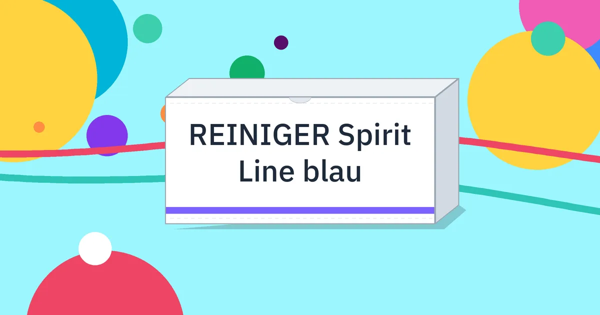Symbolbild: Packung mit der Aufschrift REINIGER Spirit Line blau (PZN 01516651) – Verfügbarkeit und Bezug in Apotheken in Frankfurt am Main