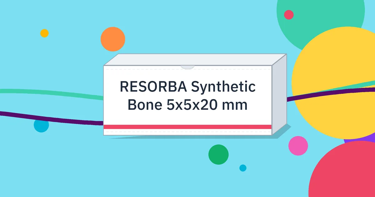 Symbolbild: Packung mit der Aufschrift RESORBA Synthetic Bone 5x5x20 mm (PZN 16857547) – Verfügbarkeit und Bezug in Apotheken in Frankfurt am Main