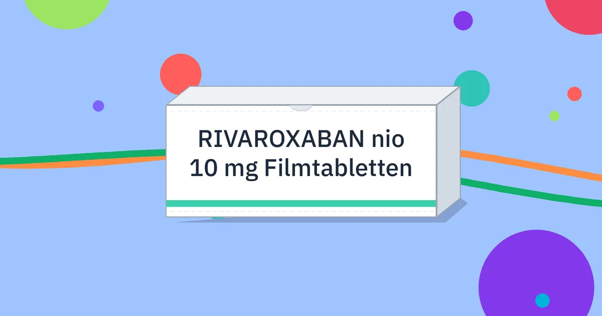 Symbolbild: Packung mit der Aufschrift RIVAROXABAN nio 10 mg Filmtabletten (PZN 20165921) – Verfügbarkeit und Bezug in Apotheken in Frankfurt am Main