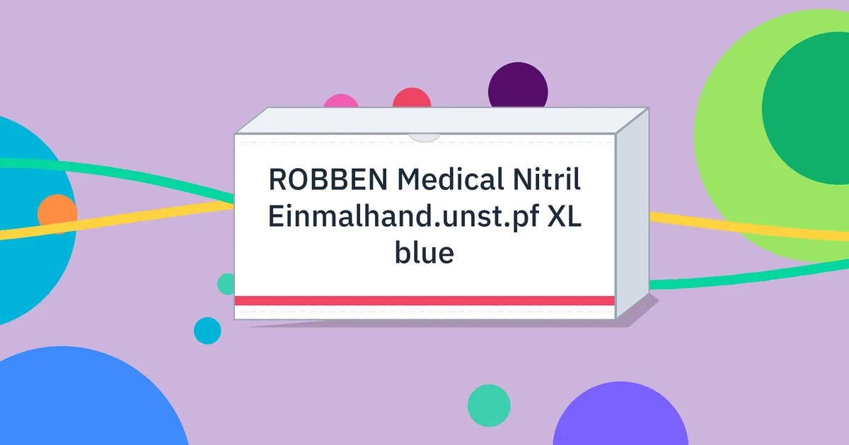 Symbolbild: Packung mit der Aufschrift ROBBEN Medical Nitril Einmalhand.unst.pf XL blue (PZN 20199328) – Verfügbarkeit und Bezug in Apotheken in Frankfurt am Main