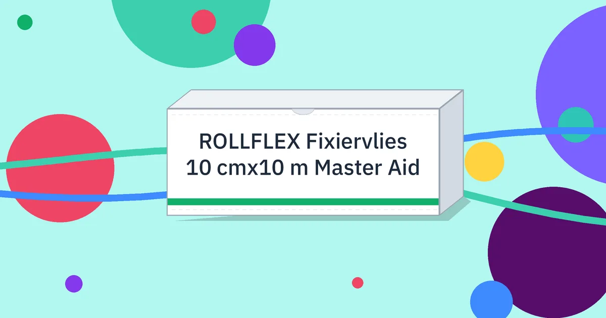 Symbolbild: Packung mit der Aufschrift ROLLFLEX Fixiervlies 10 cmx10 m Master Aid (PZN 07708191) – Verfügbarkeit und Bezug in Apotheken in Frankfurt am Main