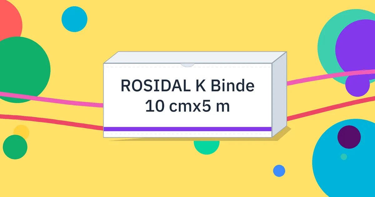 Symbolbild: Packung mit der Aufschrift ROSIDAL K Binde 10 cmx5 m (PZN 19376481) – Verfügbarkeit und Bezug in Apotheken in Frankfurt am Main