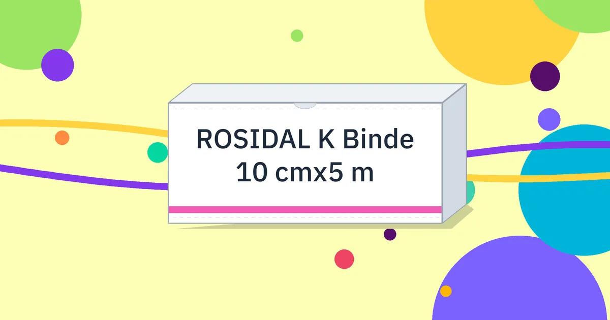 Symbolbild: Packung mit der Aufschrift ROSIDAL K Binde 10 cmx5 m (PZN 19703649) – Verfügbarkeit und Bezug in Apotheken in Frankfurt am Main