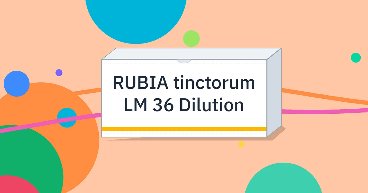 Symbolbild: Packung mit der Aufschrift RUBIA tinctorum LM 36 Dilution (PZN 13056976) – Verfügbarkeit und Bezug in Apotheken in Frankfurt am Main