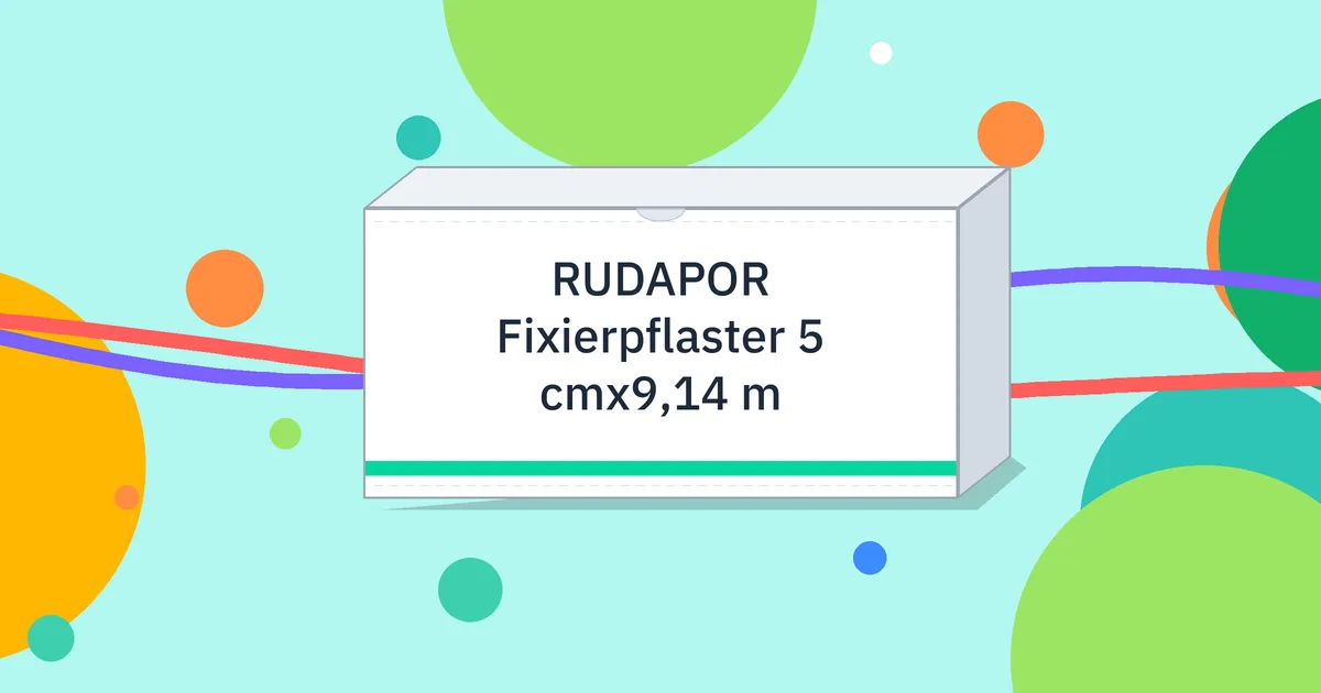 Symbolbild: Packung mit der Aufschrift RUDAPOR Fixierpflaster 5 cmx9,14 m (PZN 15892932) – Verfügbarkeit und Bezug in Apotheken in Frankfurt am Main
