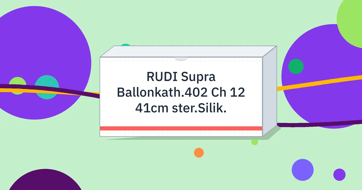 Symbolbild: Packung mit der Aufschrift RUDI Supra Ballonkath.402 Ch 12 41cm ster.Silik. (PZN 17863969) – Verfügbarkeit und Bezug in Apotheken in Frankfurt am Main
