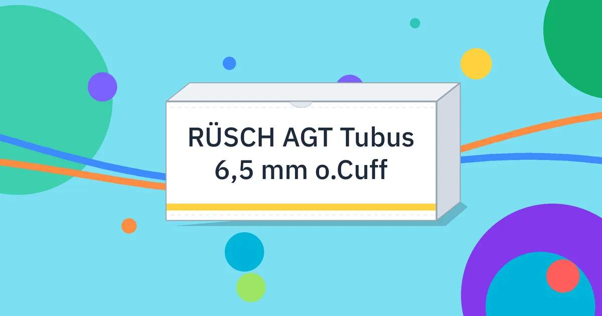 Symbolbild: Packung mit der Aufschrift RÜSCH AGT Tubus 6,5 mm o.Cuff (PZN 06636377) – Verfügbarkeit und Bezug in Apotheken in Frankfurt am Main