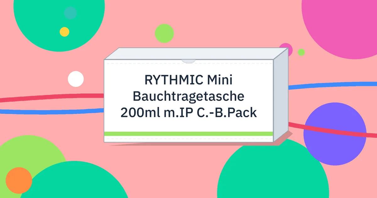 Symbolbild: Packung mit der Aufschrift RYTHMIC Mini Bauchtragetasche 200ml m.IP C.-B.Pack (PZN 17865282) – Verfügbarkeit und Bezug in Apotheken in Frankfurt am Main