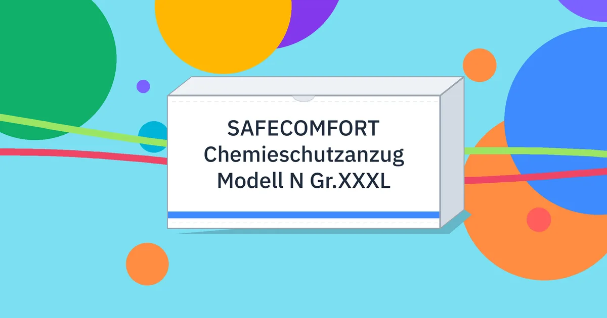 Symbolbild: Packung mit der Aufschrift SAFECOMFORT Chemieschutzanzug Modell N Gr.XXXL (PZN 15305455) – Verfügbarkeit und Bezug in Apotheken in Frankfurt am Main