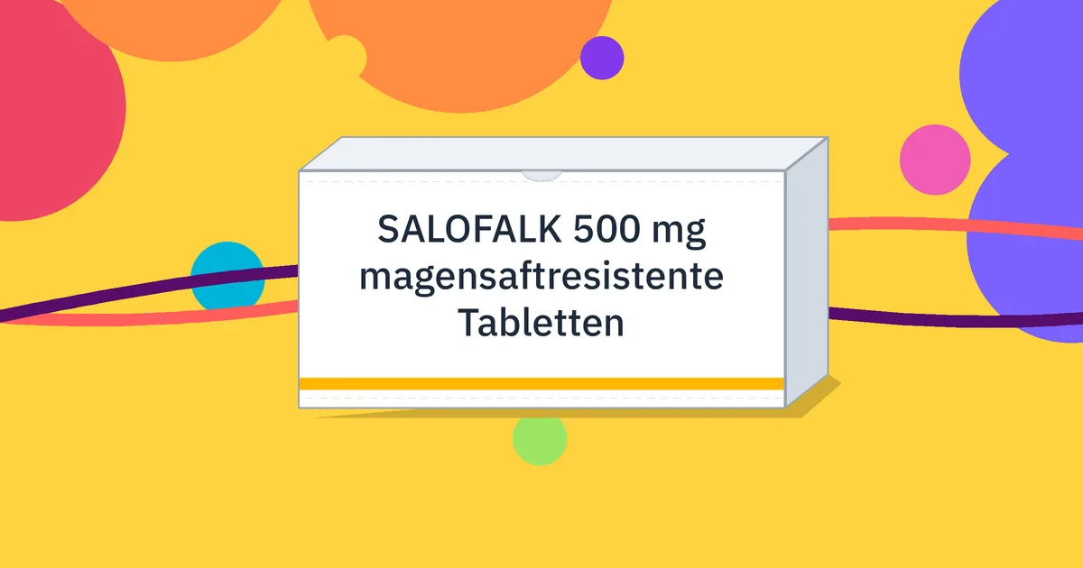 Symbolbild: Packung mit der Aufschrift SALOFALK 500 mg magensaftresistente Tabletten (PZN 09303601) – Verfügbarkeit und Bezug in Apotheken in Frankfurt am Main