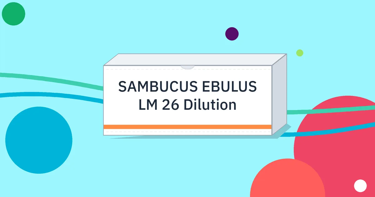 Symbolbild: Packung mit der Aufschrift SAMBUCUS EBULUS LM 26 Dilution (PZN 13180587) – Verfügbarkeit und Bezug in Apotheken in Frankfurt am Main