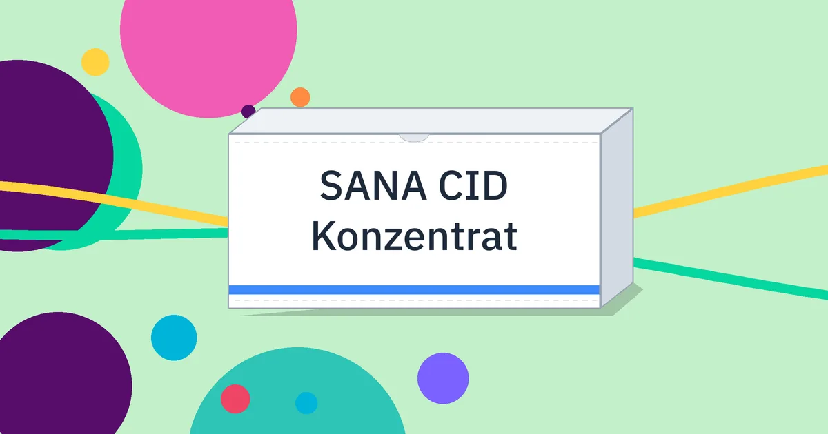 Symbolbild: Packung mit der Aufschrift SANA CID Konzentrat (PZN 12870723) – Verfügbarkeit und Bezug in Apotheken in Frankfurt am Main