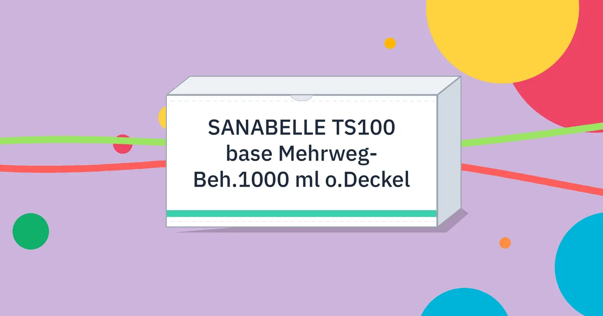 Symbolbild: Packung mit der Aufschrift SANABELLE TS100 base Mehrweg-Beh.1000 ml o.Deckel (PZN 07124308) – Verfügbarkeit und Bezug in Apotheken in Frankfurt am Main