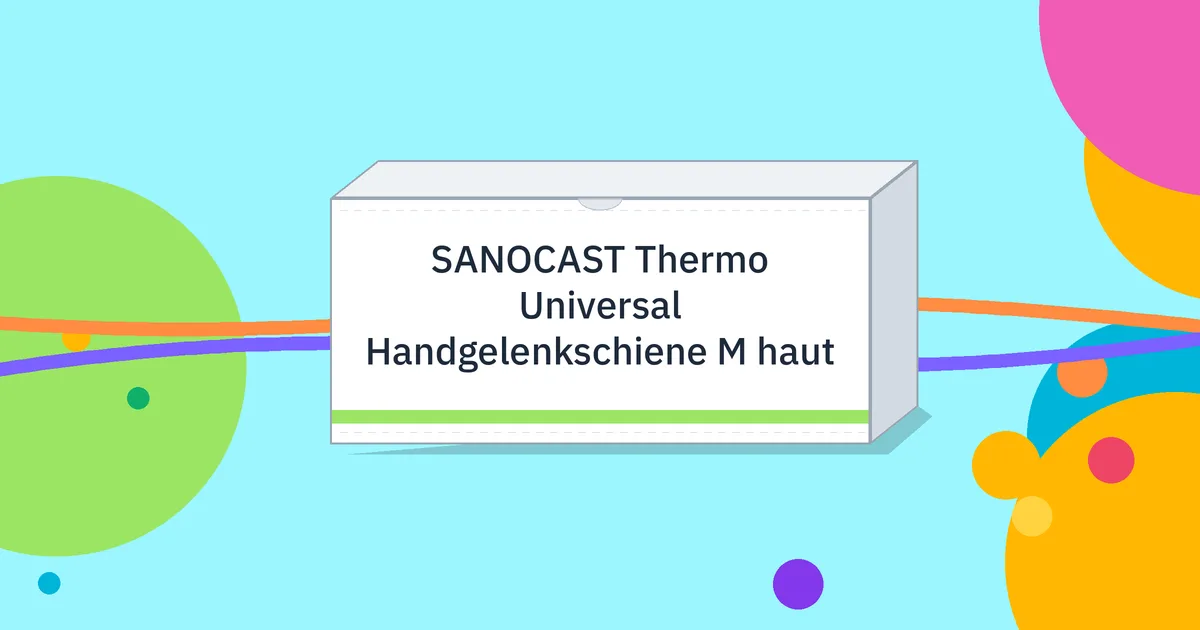 Symbolbild: Packung mit der Aufschrift SANOCAST Thermo Universal Handgelenkschiene M haut (PZN 15260379) – Verfügbarkeit und Bezug in Apotheken in Frankfurt am Main