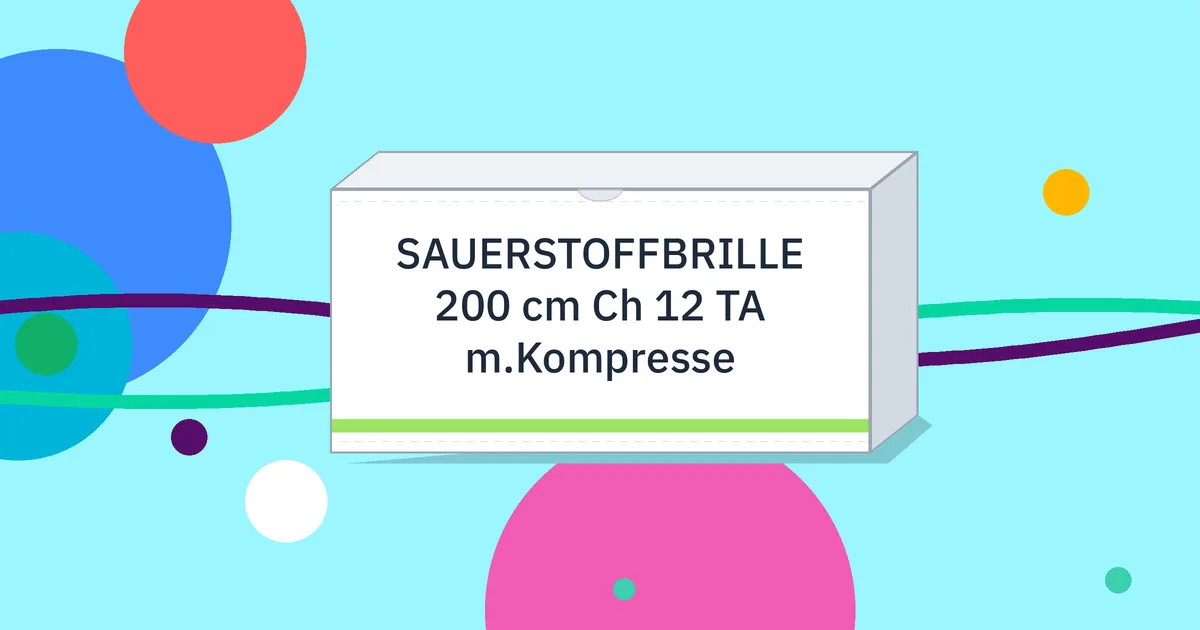 Symbolbild: Packung mit der Aufschrift SAUERSTOFFBRILLE 200 cm Ch 12 TA m.Kompresse (PZN 17488603) – Verfügbarkeit und Bezug in Apotheken in Frankfurt am Main
