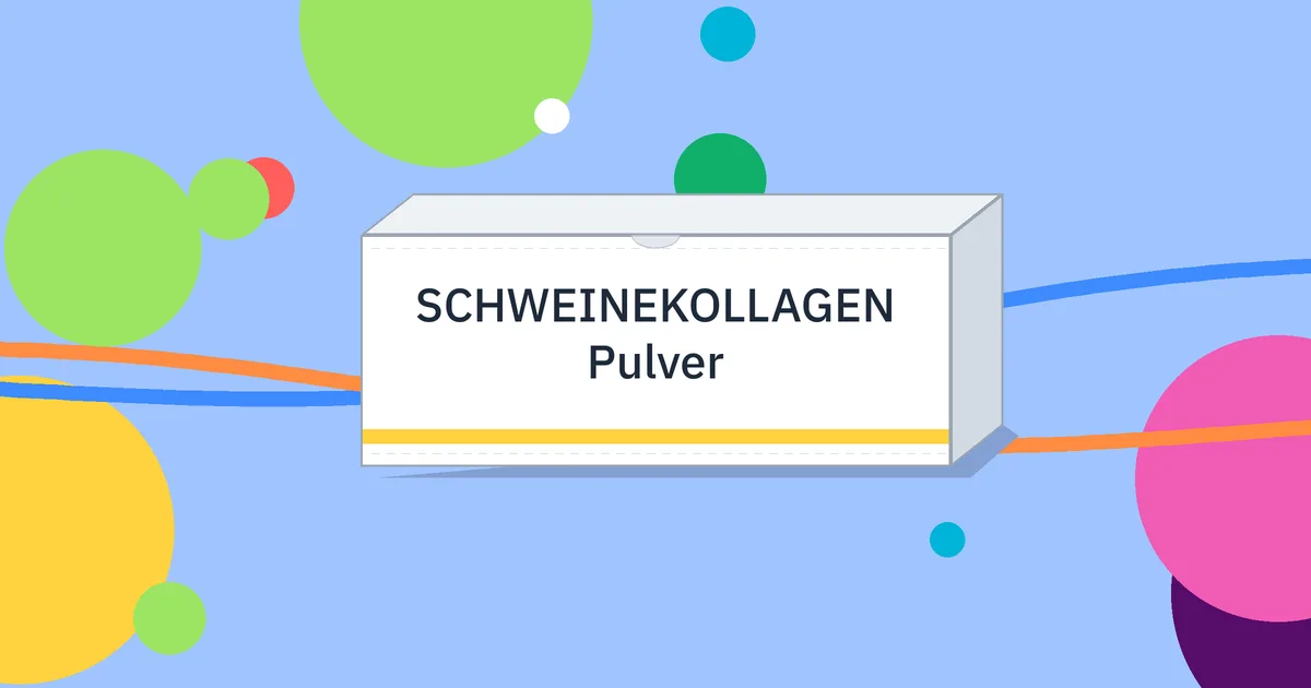 Symbolbild: Packung mit der Aufschrift SCHWEINEKOLLAGEN Pulver (PZN 18662813) – Verfügbarkeit und Bezug in Apotheken in Frankfurt am Main