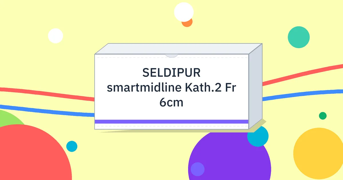 Symbolbild: Packung mit der Aufschrift SELDIPUR smartmidline Kath.2 Fr 6cm (PZN 15263395) – Verfügbarkeit und Bezug in Apotheken in Frankfurt am Main