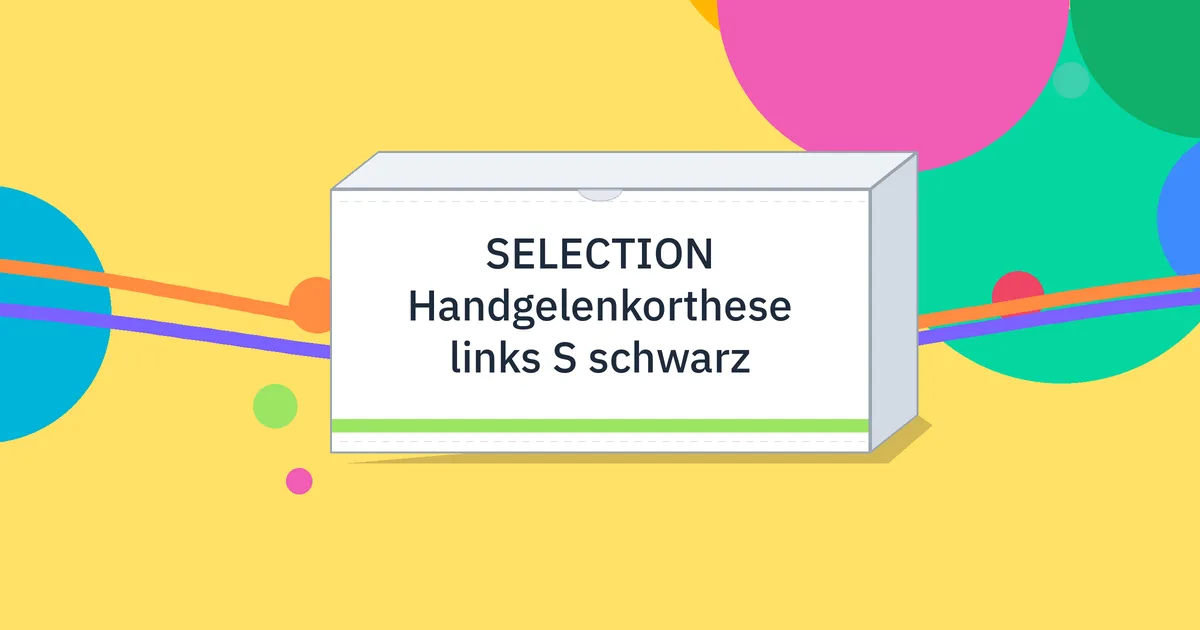 Symbolbild: Packung mit der Aufschrift SELECTION Handgelenkorthese links S schwarz (PZN 10839637) – Verfügbarkeit und Bezug in Apotheken in Frankfurt am Main