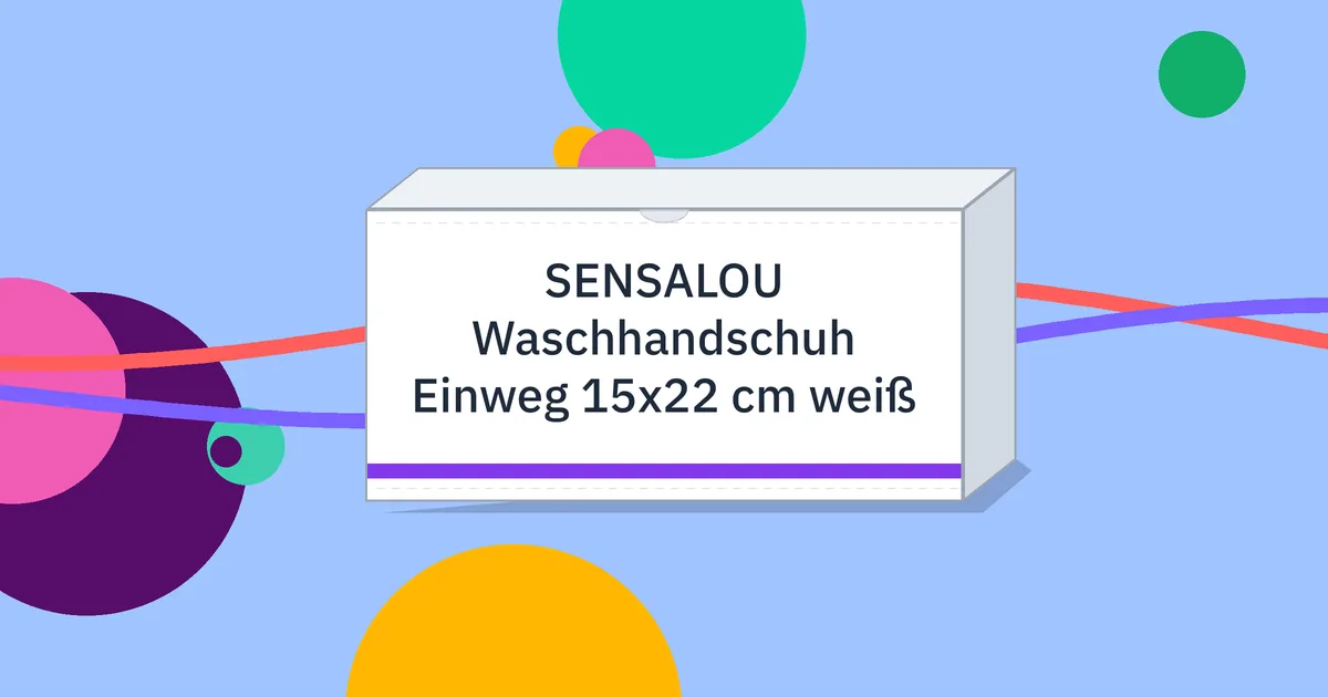 Symbolbild: Packung mit der Aufschrift SENSALOU Waschhandschuh Einweg 15x22 cm weiß (PZN 18447888) – Verfügbarkeit und Bezug in Apotheken in Frankfurt am Main
