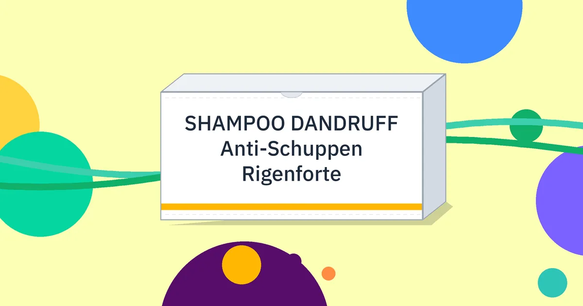 Symbolbild: Packung mit der Aufschrift SHAMPOO DANDRUFF Anti-Schuppen Rigenforte (PZN 12480229) – Verfügbarkeit und Bezug in Apotheken in Frankfurt am Main