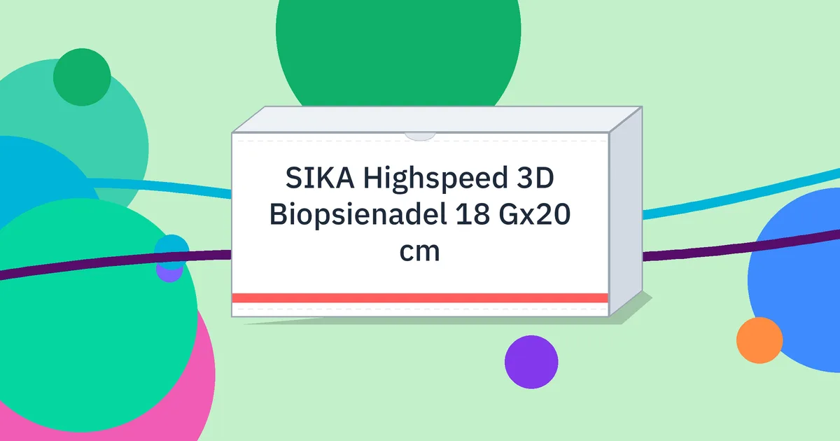 Symbolbild: Packung mit der Aufschrift SIKA Highspeed 3D Biopsienadel 18 Gx20 cm (PZN 20272522) – Verfügbarkeit und Bezug in Apotheken in Frankfurt am Main