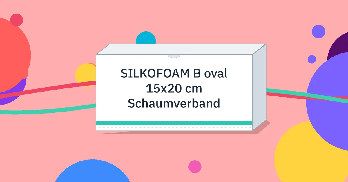 Symbolbild: Packung mit der Aufschrift SILKOFOAM B oval 15x20 cm Schaumverband (PZN 12409102) – Verfügbarkeit und Bezug in Apotheken in Frankfurt am Main