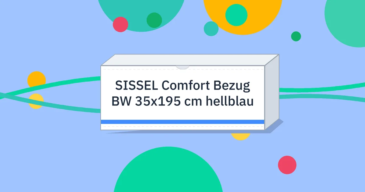Symbolbild: Packung mit der Aufschrift SISSEL Comfort Bezug BW 35x195 cm hellblau (PZN 14444485) – Verfügbarkeit und Bezug in Apotheken in Frankfurt am Main