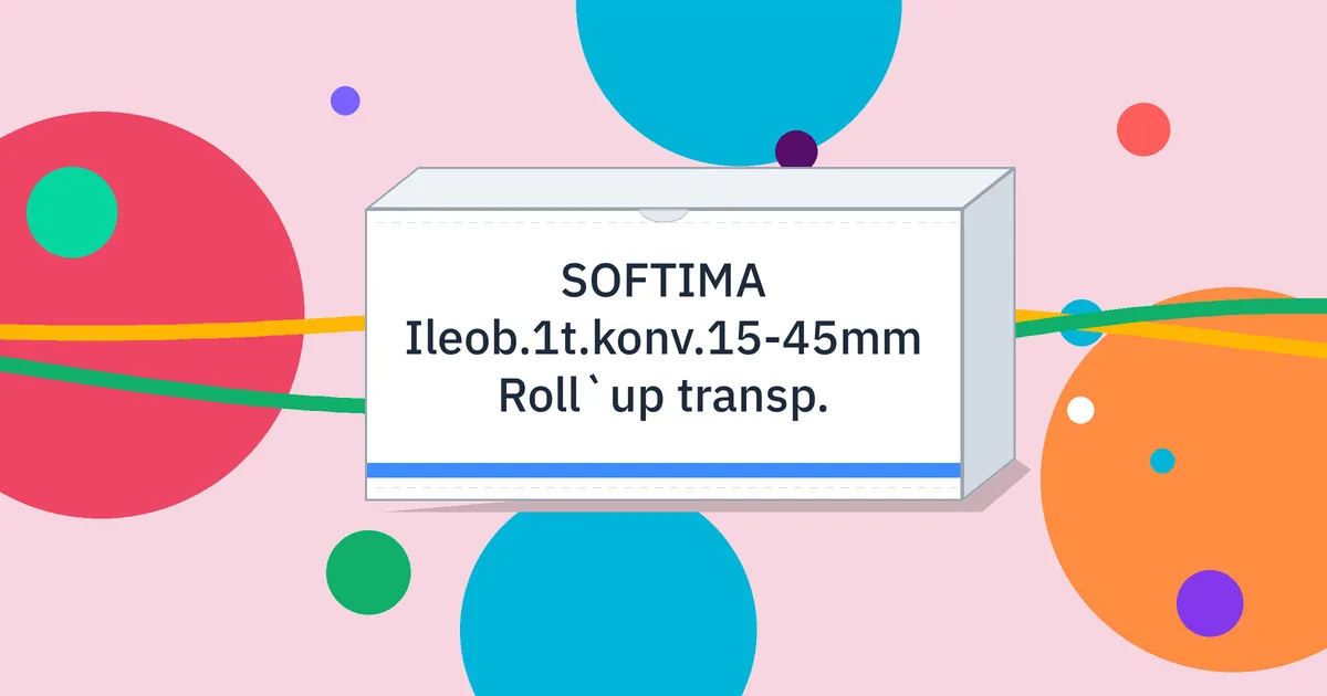 Symbolbild: Packung mit der Aufschrift SOFTIMA Ileob.1t.konv.15-45mm Roll`up transp. (PZN 17953170) – Verfügbarkeit und Bezug in Apotheken in Frankfurt am Main