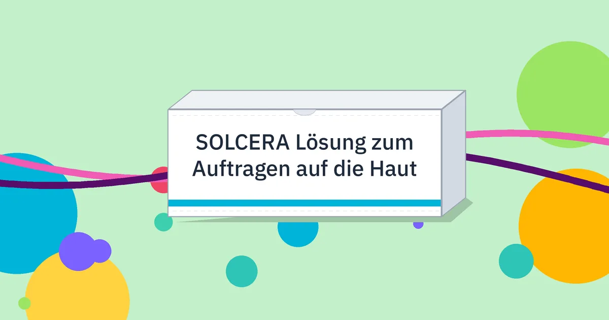 Symbolbild: Packung mit der Aufschrift SOLCERA Lösung zum Auftragen auf die Haut (PZN 15815096) – Verfügbarkeit und Bezug in Apotheken in Frankfurt am Main