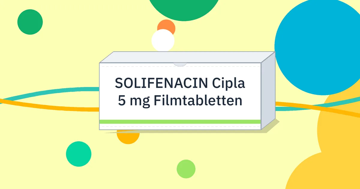 Symbolbild: Packung mit der Aufschrift SOLIFENACIN Cipla 5 mg Filmtabletten (PZN 16138456) – Verfügbarkeit und Bezug in Apotheken in Frankfurt am Main