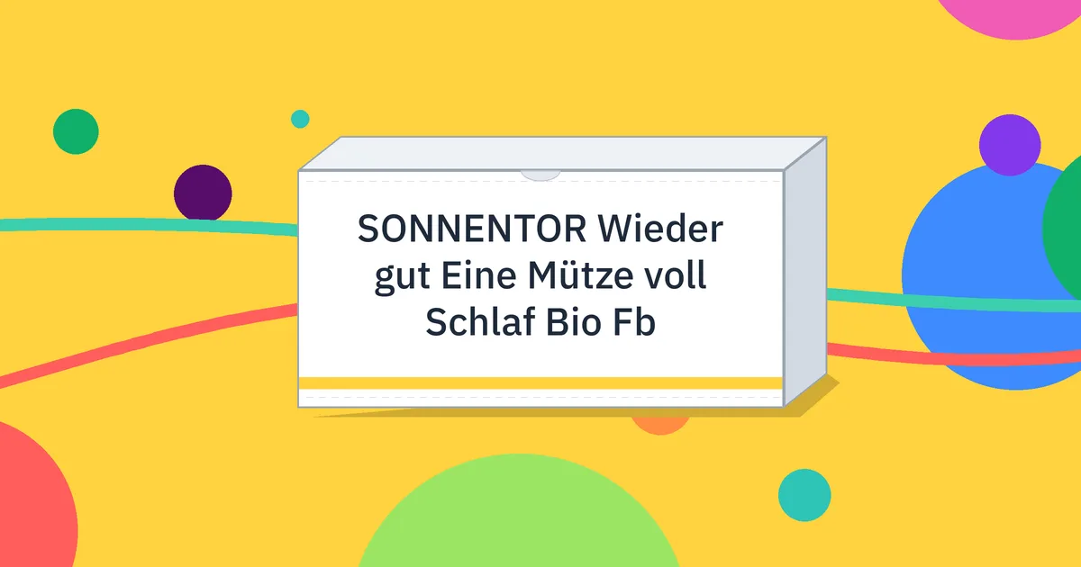 Symbolbild: Packung mit der Aufschrift SONNENTOR Wieder gut Eine Mütze voll Schlaf Bio Fb (PZN 18902571) – Verfügbarkeit und Bezug in Apotheken in Frankfurt am Main