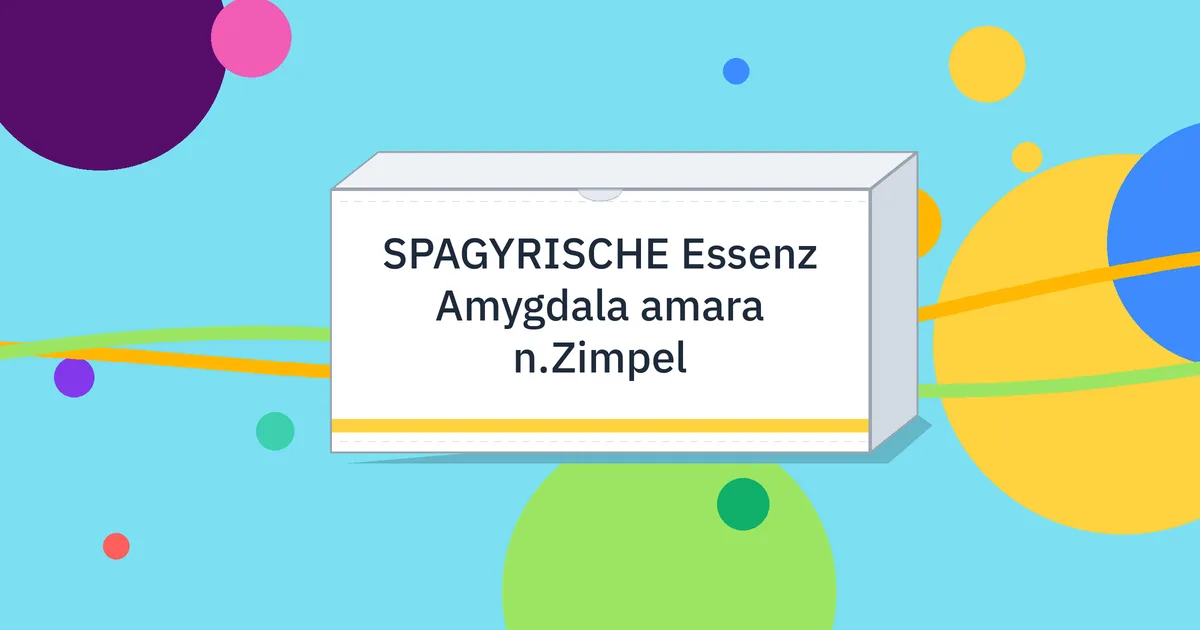 Symbolbild: Packung mit der Aufschrift SPAGYRISCHE Essenz Amygdala amara n.Zimpel (PZN 00915596) – Verfügbarkeit und Bezug in Apotheken in Frankfurt am Main