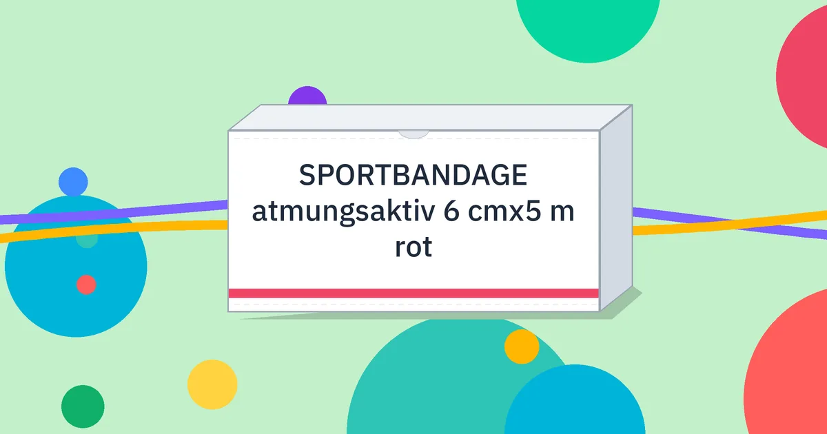 Symbolbild: Packung mit der Aufschrift SPORTBANDAGE atmungsaktiv 6 cmx5 m rot (PZN 10404810) – Verfügbarkeit und Bezug in Apotheken in Frankfurt am Main