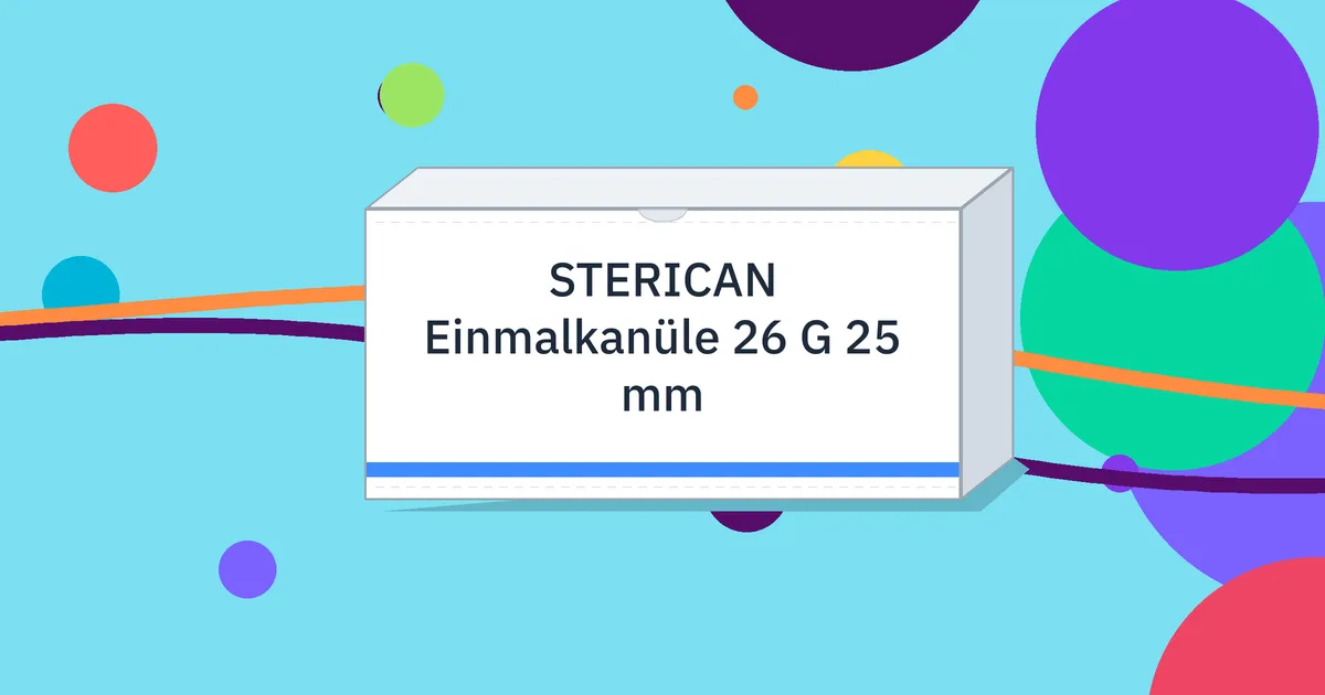 Symbolbild: Packung mit der Aufschrift STERICAN Einmalkanüle 26 G 25 mm (PZN 18746378) – Verfügbarkeit und Bezug in Apotheken in Frankfurt am Main