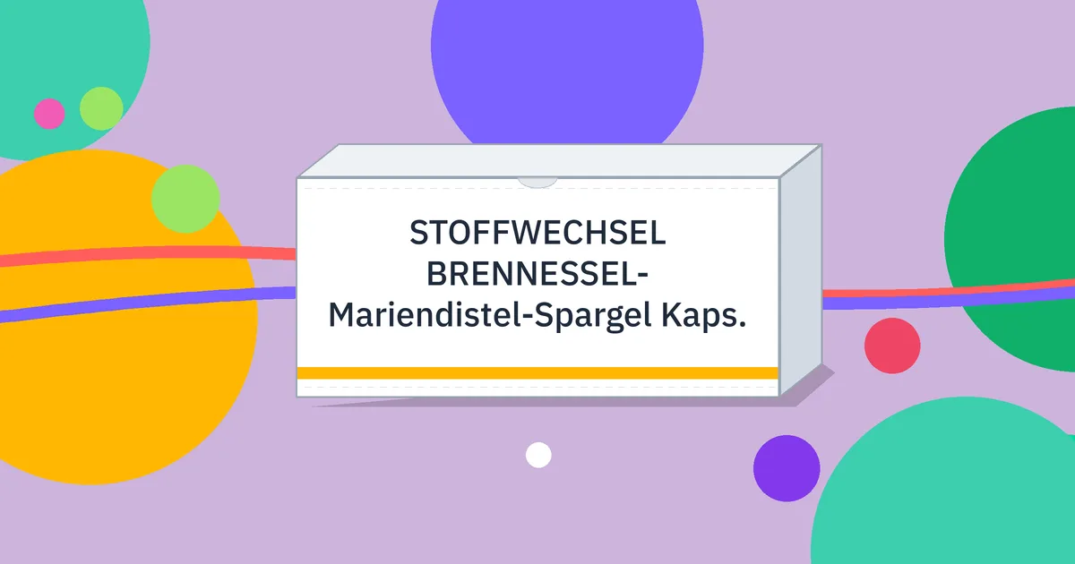Symbolbild: Packung mit der Aufschrift STOFFWECHSEL BRENNESSEL-Mariendistel-Spargel Kaps. (PZN 13420301) – Verfügbarkeit und Bezug in Apotheken in Frankfurt am Main
