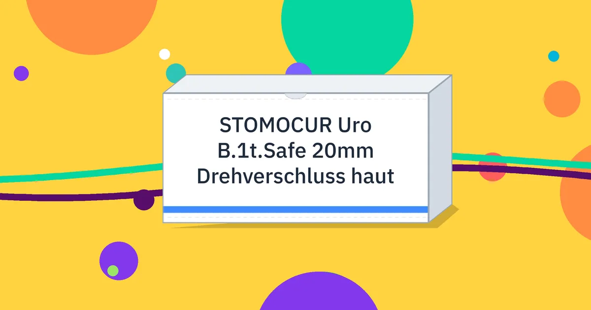 Symbolbild: Packung mit der Aufschrift STOMOCUR Uro B.1t.Safe 20mm Drehverschluss haut (PZN 17552815) – Verfügbarkeit und Bezug in Apotheken in Frankfurt am Main