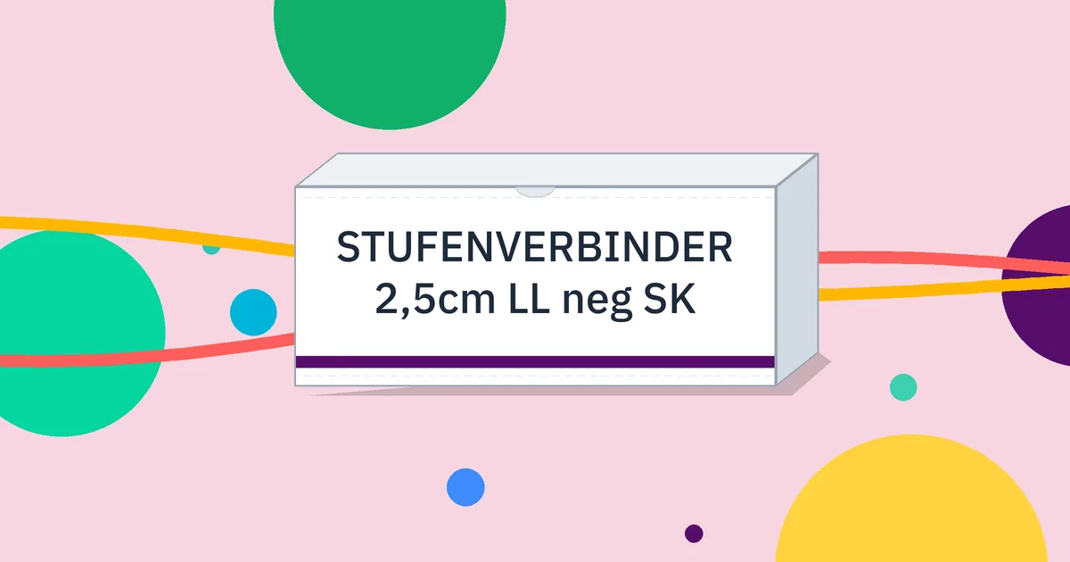 Symbolbild: Packung mit der Aufschrift STUFENVERBINDER 2,5cm LL neg SK (PZN 17488483) – Verfügbarkeit und Bezug in Apotheken in Frankfurt am Main