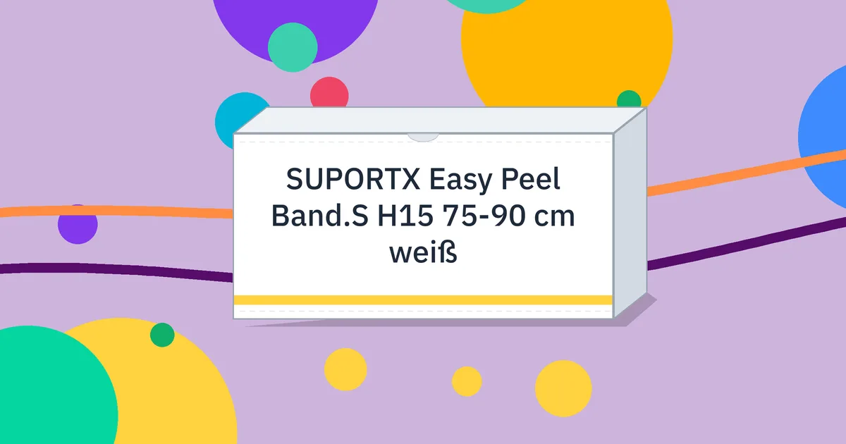 Symbolbild: Packung mit der Aufschrift SUPORTX Easy Peel Band.S H15 75-90 cm weiß (PZN 09486441) – Verfügbarkeit und Bezug in Apotheken in Frankfurt am Main