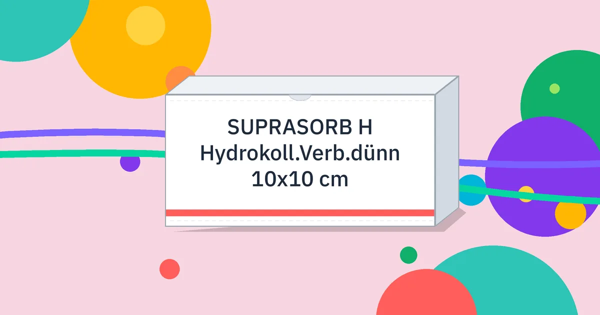Symbolbild: Packung mit der Aufschrift SUPRASORB H Hydrokoll.Verb.dünn 10x10 cm (PZN 19703980) – Verfügbarkeit und Bezug in Apotheken in Frankfurt am Main