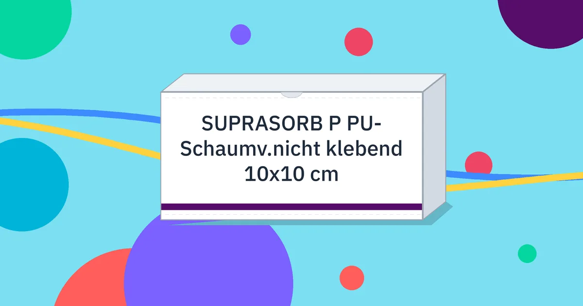 Symbolbild: Packung mit der Aufschrift SUPRASORB P PU-Schaumv.nicht klebend 10x10 cm (PZN 13882987) – Verfügbarkeit und Bezug in Apotheken in Frankfurt am Main